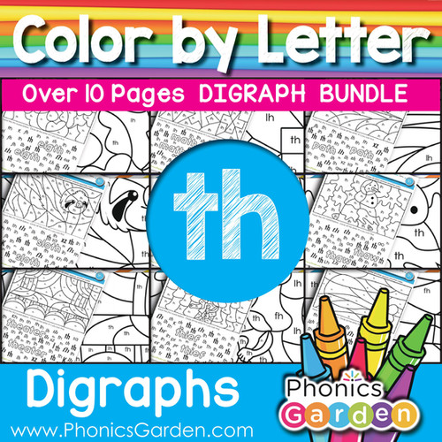 TH BUNDLE | Digraph | Color by Letter | Multi-Level | Phonics Garden