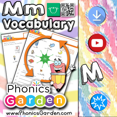 Mm | Word Wheel Spelling | Phonics Vocabulary | 2 Pages | Phonics Garden