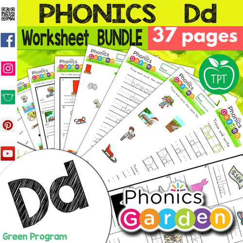 Dd | Phonics | Spelling | Vocabulary | GREEN | 37 Pages | Phonics Garden