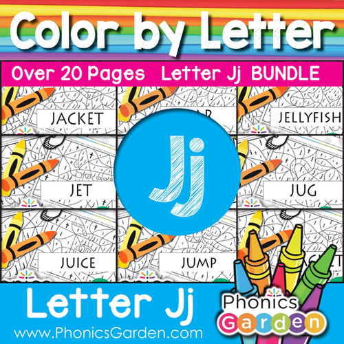 Jj BUNDLE | Color by Letter | Multi-Level | Phonics Garden