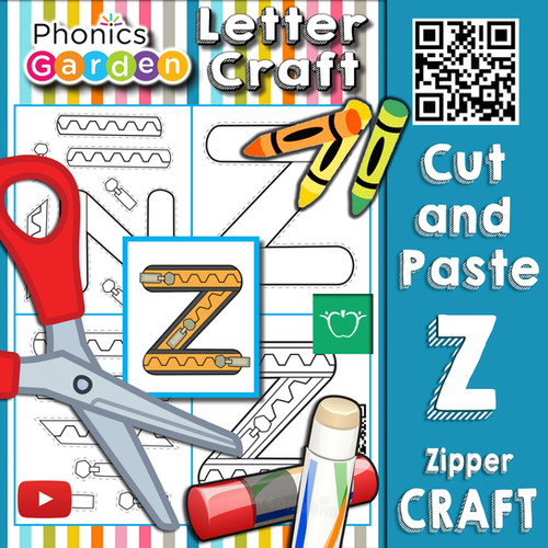 Zz | Letter Craft | zipper | Lowercase z | 5 Pages | Phonics Garden