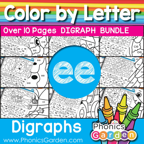 EE BUNDLE | Digraph | Color by Letter | Multi-Level | Phonics Garden