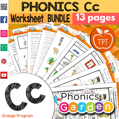 Cc | Phonics | Spelling | Vocabulary | ORANGE | 13 Pages | Phonics Garden