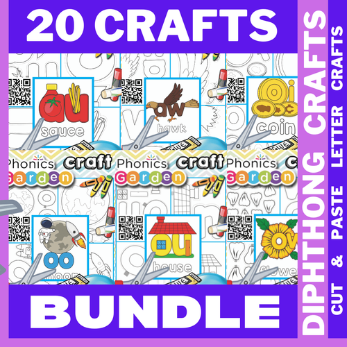 20 DIPHTHONGS Letter Craft BUNDLE | Cut & Paste | 102 Pages | Phonics ...