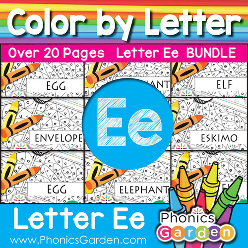 Ee BUNDLE | Color by Letter | Multi-Level | Phonics Garden