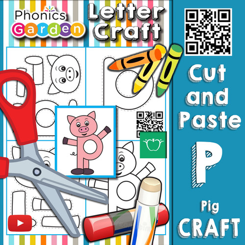 Pp | Letter Craft | pig | Lowercase p | 5 Pages | Phonics Garden