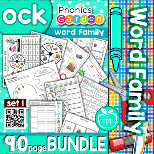 OCK | Pat-a-Word | Word Family Bundle | 85 Pages | Phonics Garden