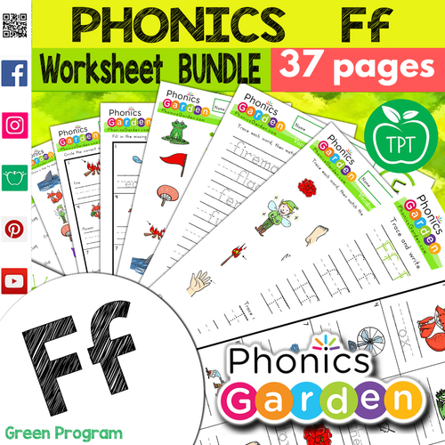 Ff | Phonics | Spelling | Vocabulary | GREEN | 37 Pages | Phonics Garden
