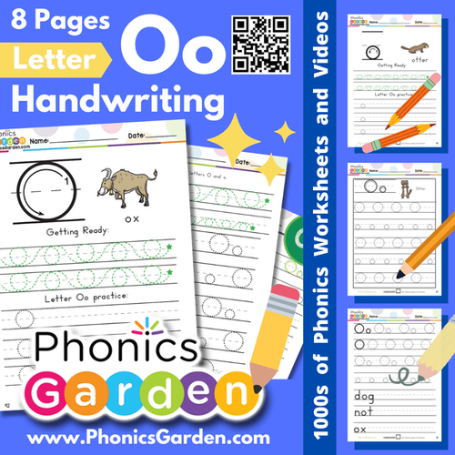 Oo | Handwriting Worksheets | 8 Pages | Phonics Garden