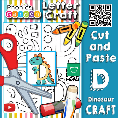 Dd | Letter Craft | Dinosaur | Uppercase D | 5 Pages | Phonics Garden