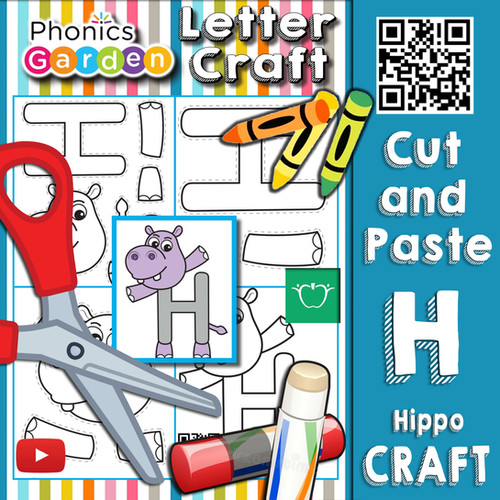 Hh | Letter Craft | Hippo | Uppercase H | 5 Pages | Phonics Garden
