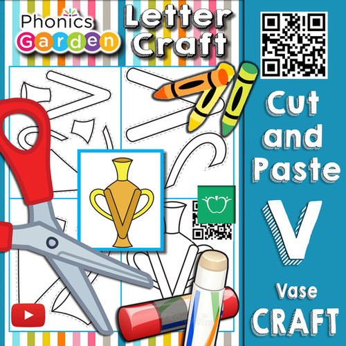 Vv | Letter Craft | Vase | Uppercase V | 5 Pages | Phonics Garden