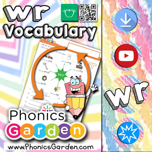 WR | Word Wheel Spelling | Phonics Vocabulary | 1 Page | Phonics Garden