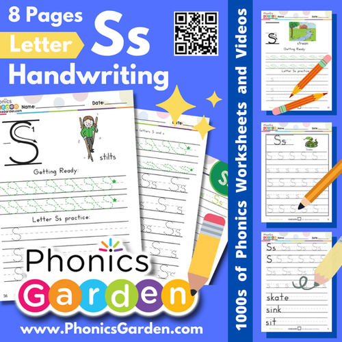 Ss | Handwriting Worksheets | 8 Pages | Phonics Garden