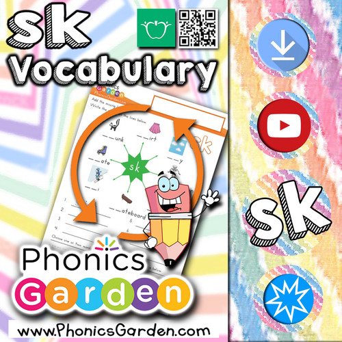 SK | Word Wheel Spelling | Phonics Vocabulary | 1 Page | Phonics Garden