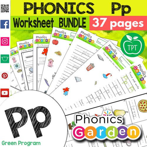 Pp | Phonics | Spelling | Vocabulary | GREEN | 37 Pages | Phonics Garden