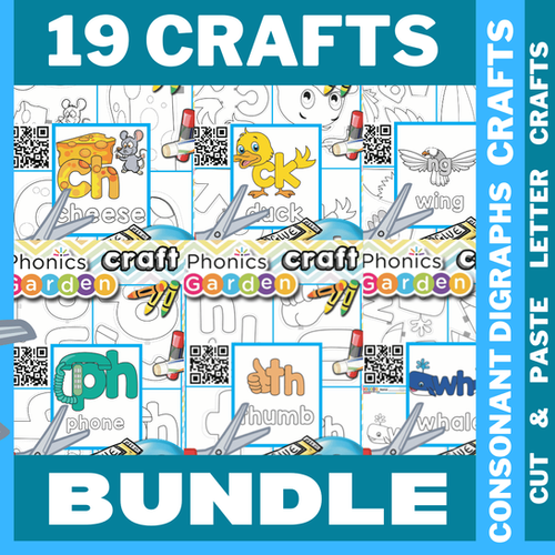 19 CONSONANT DIGRAPHS Letter Craft BUNDLE | Cut & Paste | 103 Pages ...