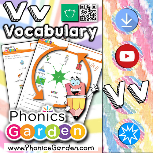 Vv | Word Wheel Spelling | Phonics Vocabulary | 2 Pages | Phonics Garden