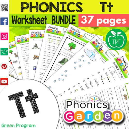 Tt | Phonics | Spelling | Vocabulary | GREEN | 37 Pages | Phonics Garden