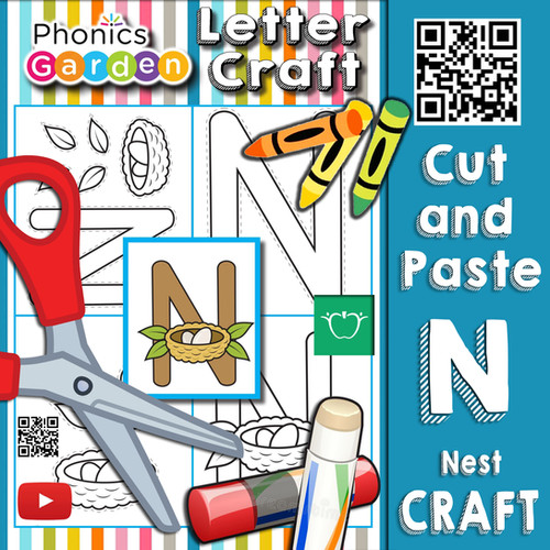 Nn | Letter Craft | Nest | Uppercase N | 5 Pages | Phonics Garden