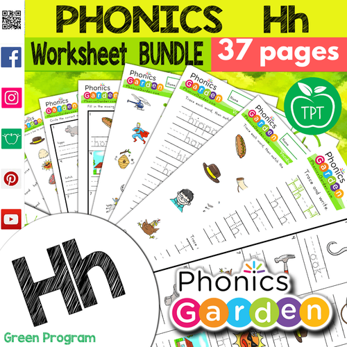 Hh | Phonics | Spelling | Vocabulary | GREEN | 37 Pages | Phonics Garden