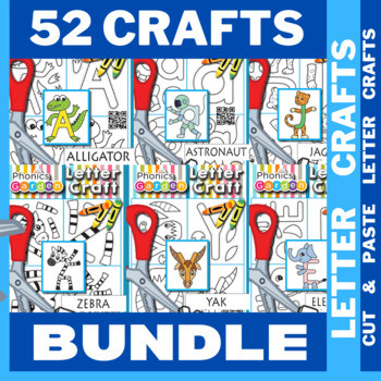 52 A-Z Letter Craft BUNDLE | Cut & Paste | Uppercase & Lowercase ...