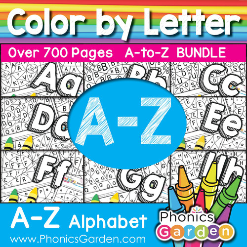 Color By Letter | A to Z BUNDLE | Multi-Level | Phonics Garden