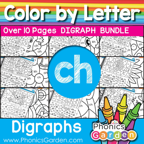 CH BUNDLE | Digraph | Color by Letter | Multi-Level | Phonics Garden