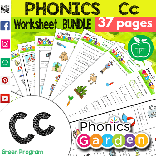 Cc | Phonics | Spelling | Vocabulary | GREEN | 37 Pages | Phonics Garden