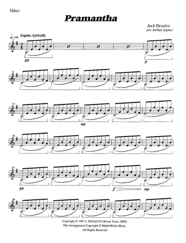 Pramantha, Vibes/Marimba duo, digital copy (DeSalvo/arr Lipner ...