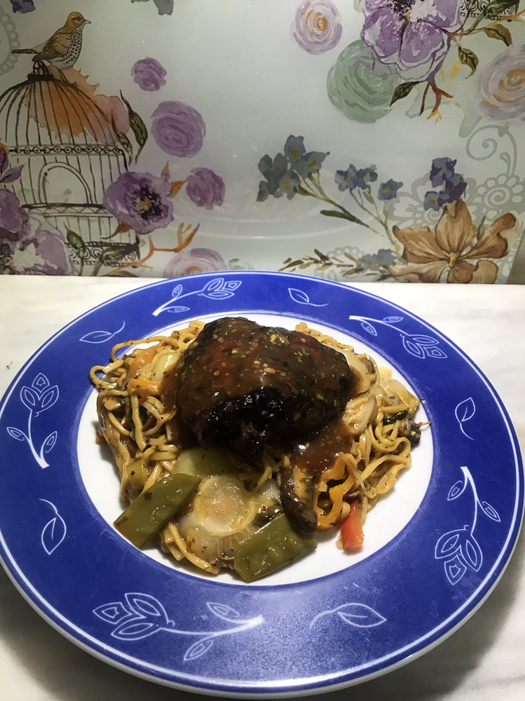Ginger, Chilli and Lime Chicken Thighs with Coconut noodles