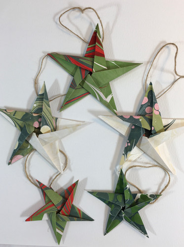 Ebru Paper Origami Starsmarbled wooden baubles | ebruwithebru