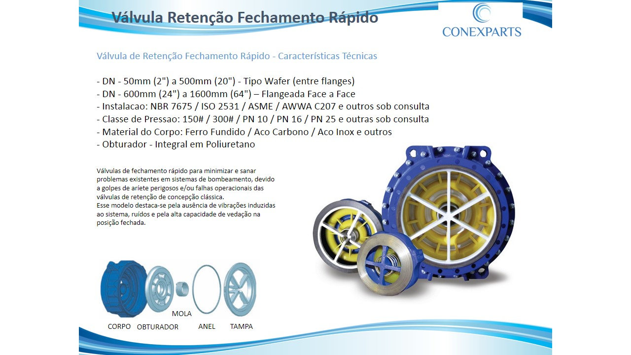 VÁLVULA DE RETENÇÃO FECHAMENTO RÁPIDO | CONEXPARTS