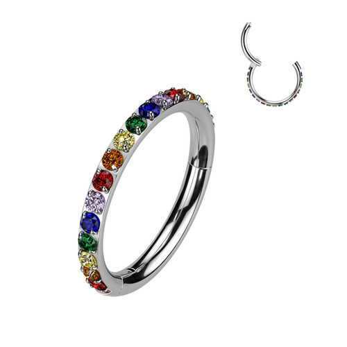 Rainbow Gemmed Hoop | Bodys&Jewelry