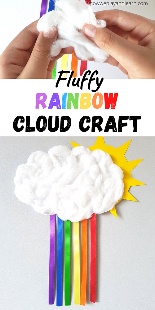Fluffy rainbow cloud craft