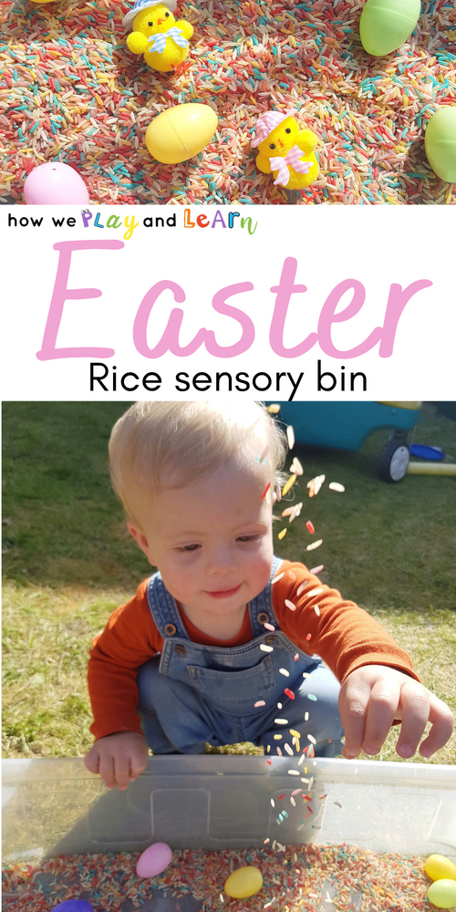 Easter rice sensory bin
