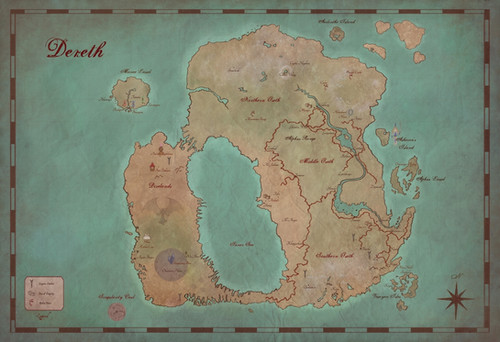 Map of Dereth- Asheron's Call Art Print- Antique Style Gamer Poster ...