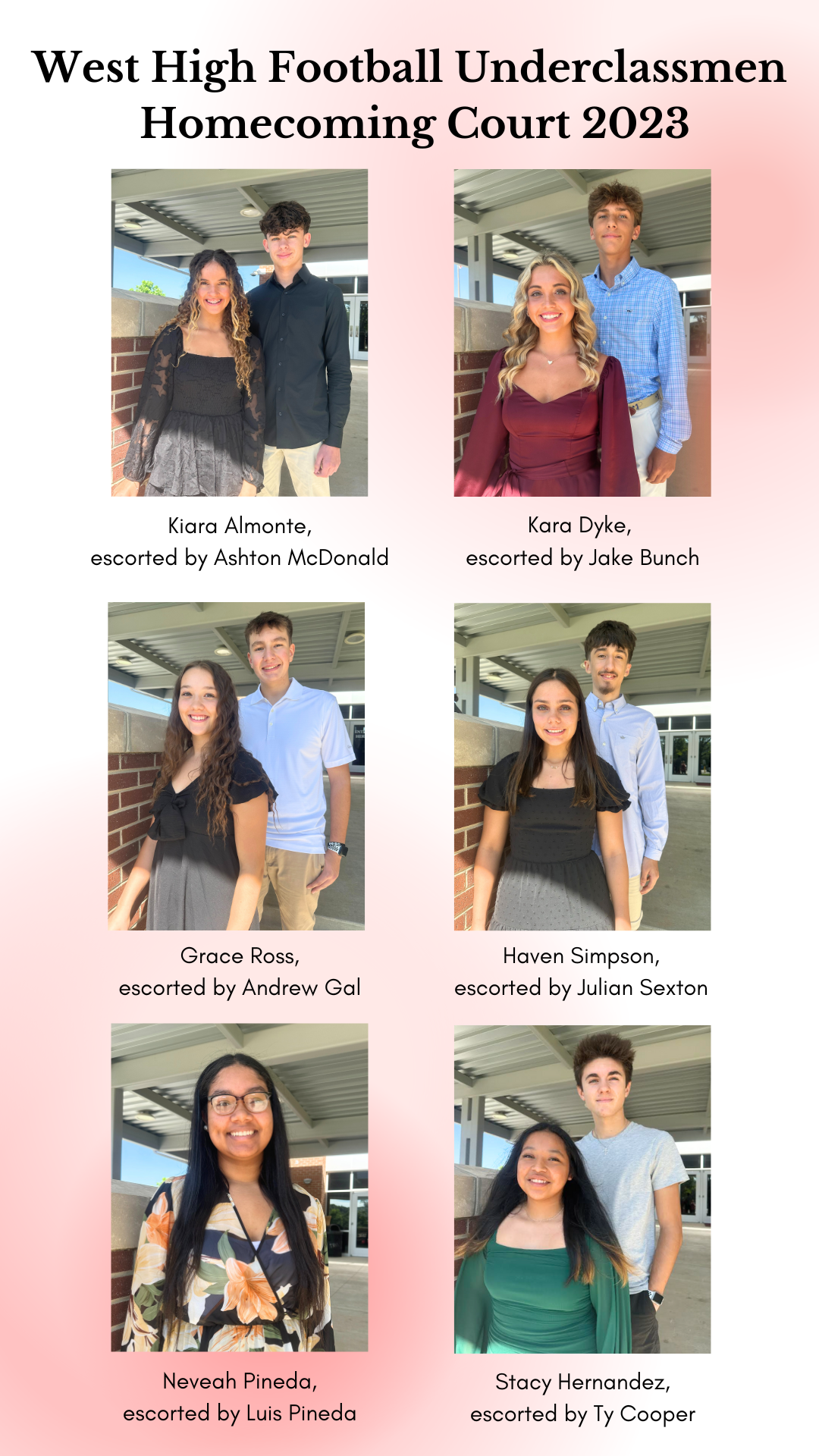 West Side Story | West High Football Underclassmen Homecoming Court ...