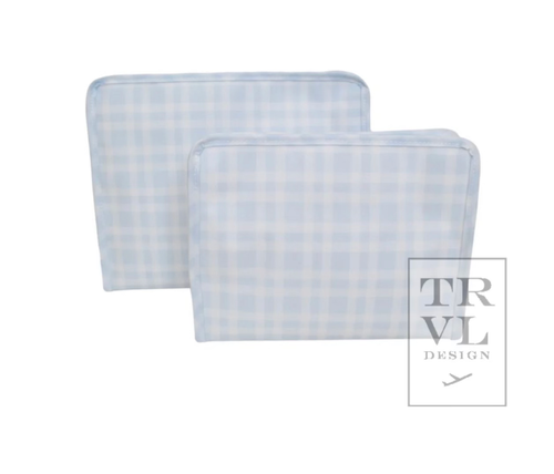 TRVL Blue Pimlico Plaid Large Roadie | A to Z Monogramming