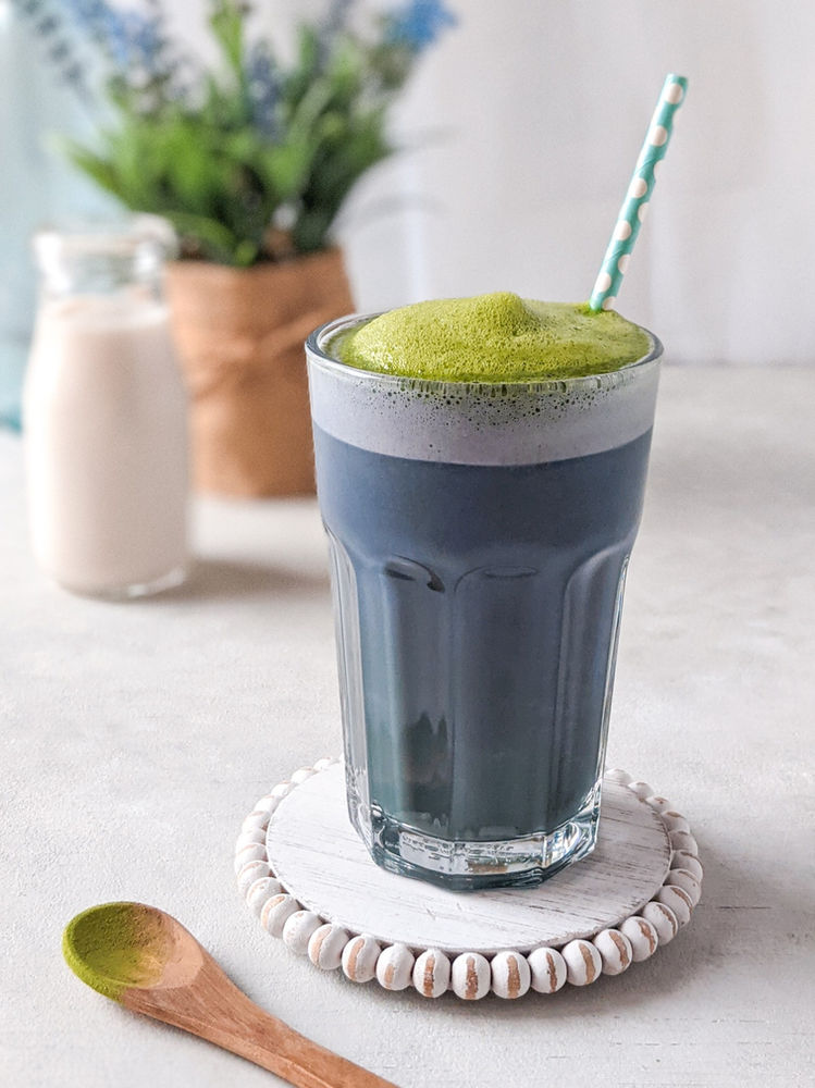 Iced Blueberry Matcha Latte (Dairy Free)