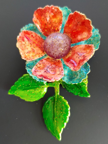 1960's Flower Power Glitter Pin - Made In Germany - j05417 | Eclectic ...