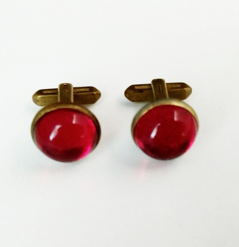 Hickok Red Lucite Cufflinks - j057024 | Eclectic Vintage