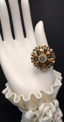 Florenza Green Blue Pearl Ring - r509182 | Eclectic Vintage