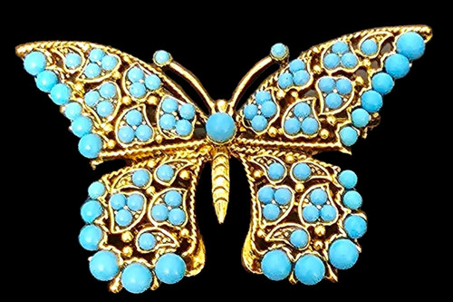 Kenneth ©Lane Turquoise Butterfly Pin - j270623 | Eclectic Vintage