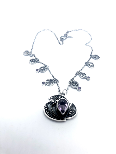 Amethyst Trillion set in an Art Deco style setting with Granulation and ...