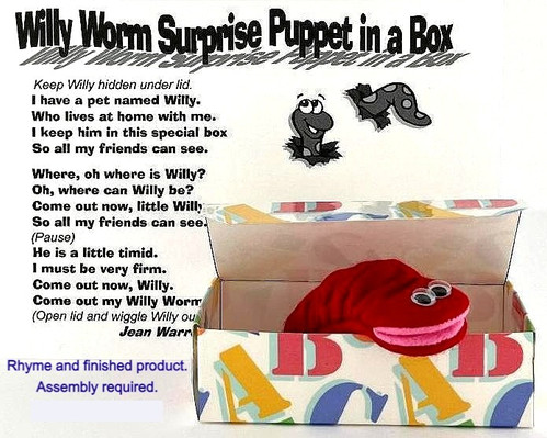 Willy Worm Surprise Puppet in a Box | Artfelt