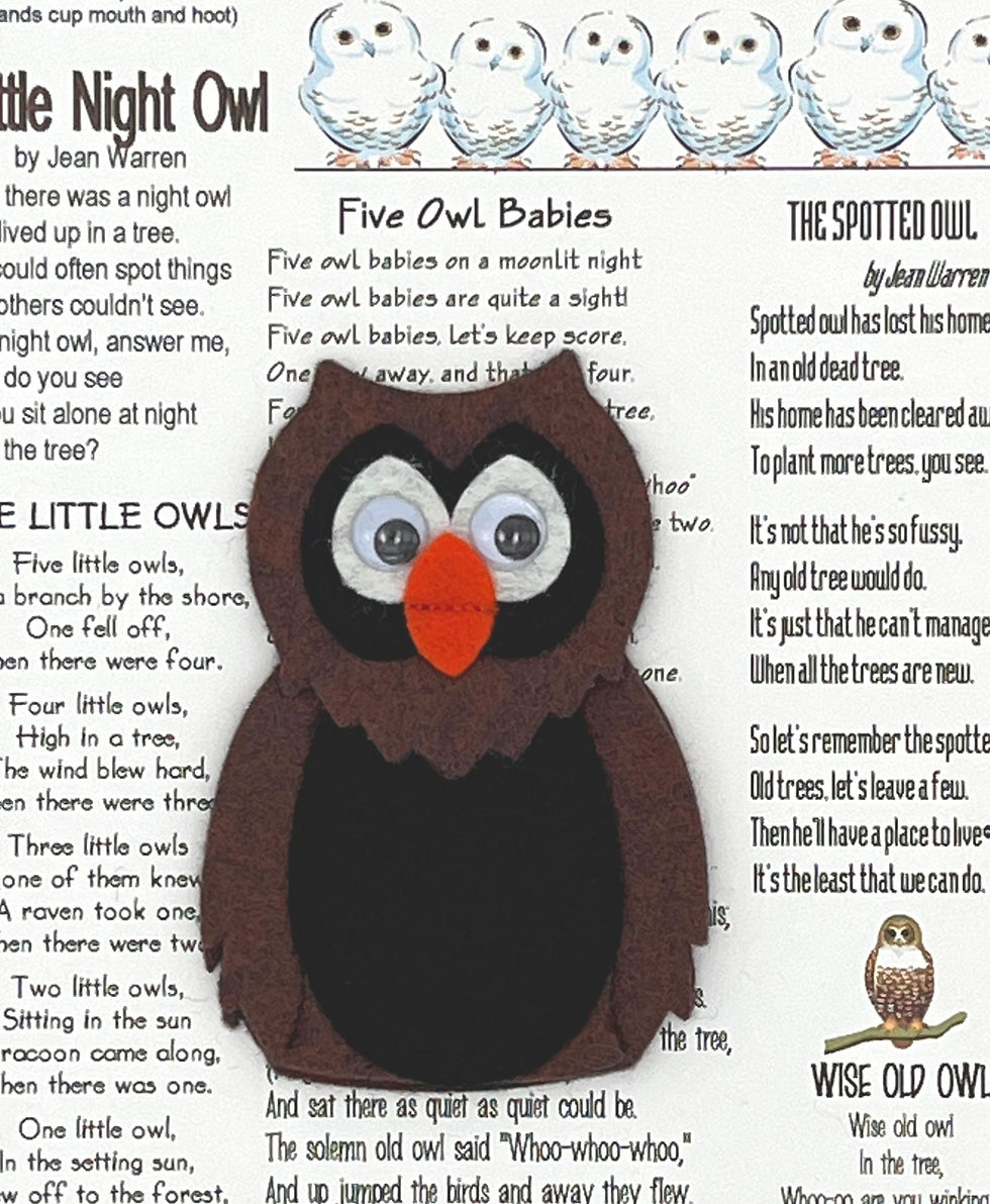 Owl or Baby Owl Finger Puppet | Artfelt