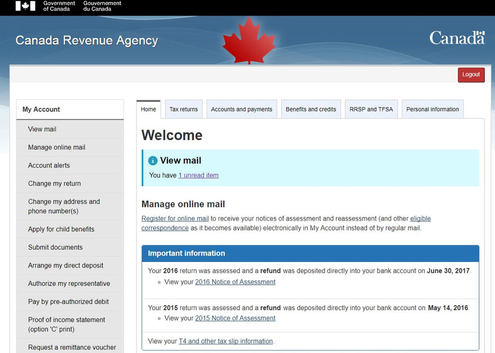 "My Account": Online Access to your CRA Account