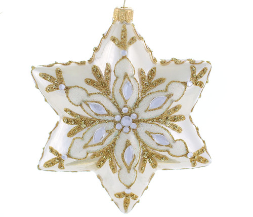 Glass Bauble Star 12 cm x 12 cm - Glowing | Cozylicious