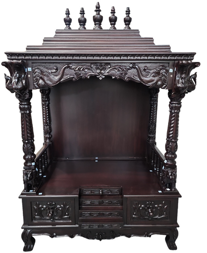 30 by 18 Sewan wood dark color Mandir Carving | Mysite
